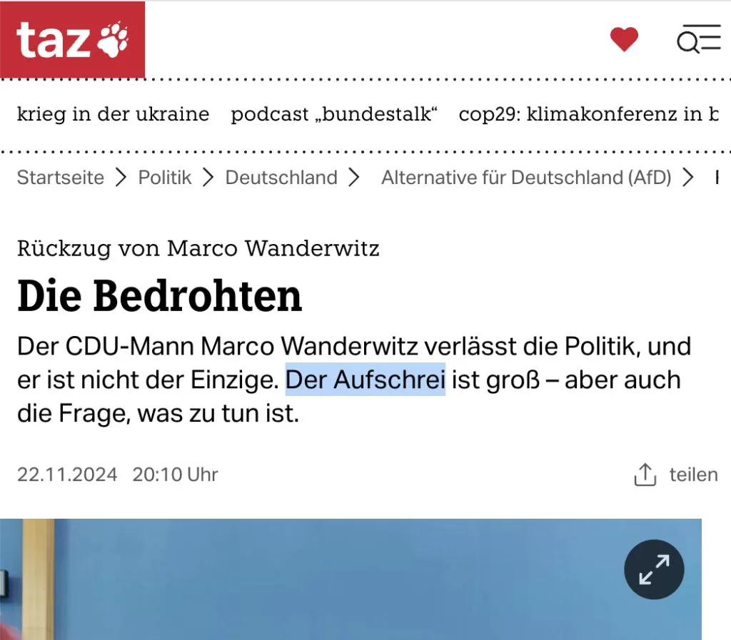"Aufschrei" = Woke Form der Anzeige eigener Impotenz ...